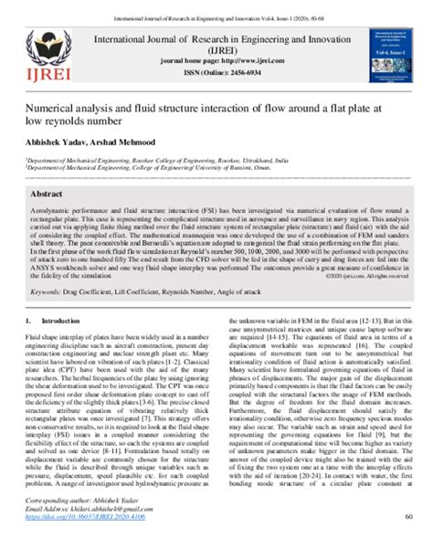 Pdf Numerical Analysis And Fluid Structure Interaction Of Flow Around