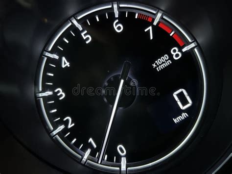Speedometer Rpm Meter In Black With White And Red Illumination Lights