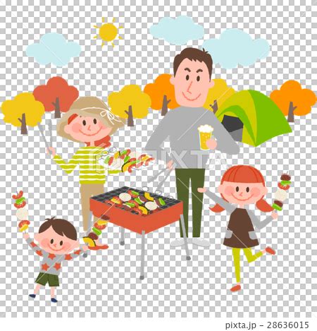 バーベキューを楽しむ家族のイラスト素材 28636015 Pixta
