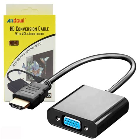 CABLE CONVERTIDOR HDMI MACHO A VGA HEMBRA ANDOWL Q BLACK NANOTECH MARKET