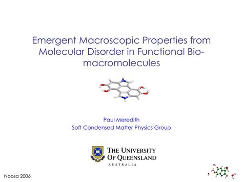 Ppt Emergent Macroscopic Properties From Molecular Disorder In Functional Bio Macromolecules