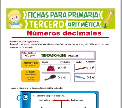 Resolución de Problemas con Decimales para Tercero de Primaria 2022