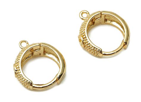 Brass Circle Textured Earring Clasps Brass Dotted Clasps Thick