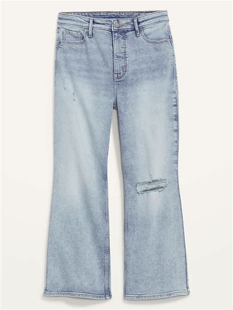 Old Navy Higher High Waisted Cropped Ripped Flare Jeans For Women