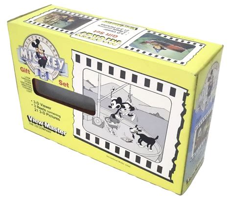 Mickey Mouse View Master T Set 3 Reels And Viewer Red 60 Years