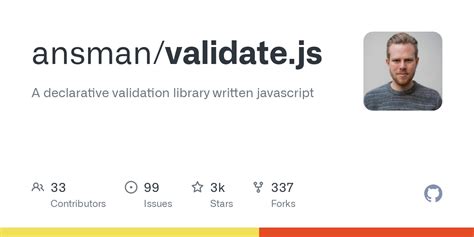 GitHub Ansman Validate Js A Declarative Validation Library Written
