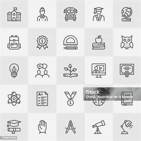 教育細線圖示向量圖形及更多圖示圖片 圖示 可編輯筆觸 線條畫 Istock
