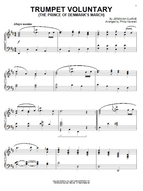 Trumpet Voluntary Arr Phillip Keveren Sheet Music Jeremiah Clarke