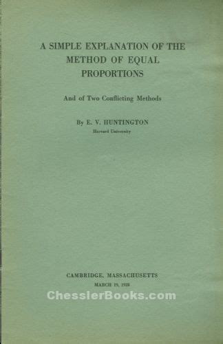 A Simple Explanation Of The Method Of Equal Proportions Ev Huntington