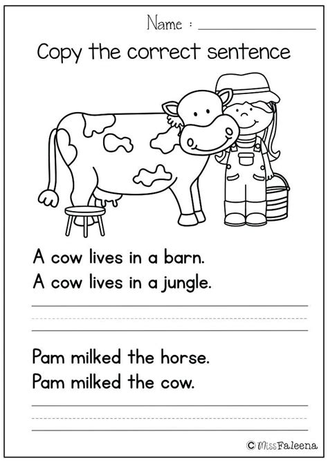 1st Grade Sentences Worksheets
