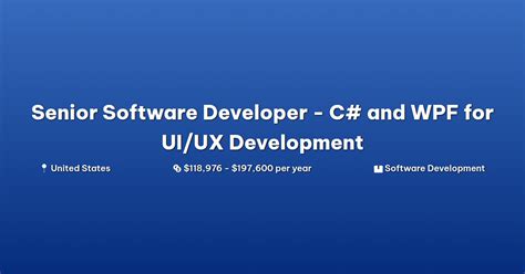 Senior Software Developer C And Wpf For Uiux Development At Esri