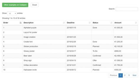 17 Datatable Css Examples With Code Snippet Onaircode