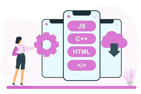 Premium Vector Women Developer Working On Software Design Using Programming Languages