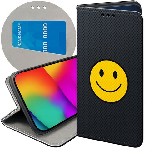 ETUI Z KLAPKĄ DO REDMI NOTE 10 10 PRO MAX WZORY UŚMIECH SMILE EMOJI