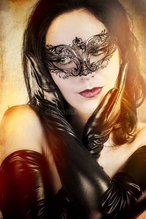 Widow Sensual Woman With Artistic Style Venetian Mask Stock Image