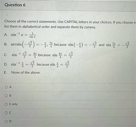 Solved Choose All The Correct Statements Use CAPITAL Chegg