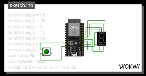 Sevensegment With Button Wokwi Esp32 Stm32 Arduino Simulator