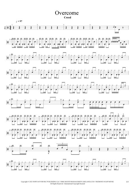 Overcome Arr Cyril Mayer By Creed Sheet Music For Drums At Sheet