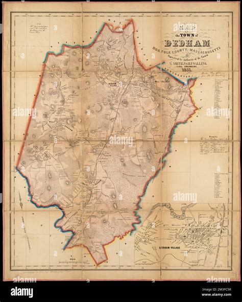 Map Of The Town Of Dedham Norfolk County Massachusetts Landowners Massachusetts Dedham