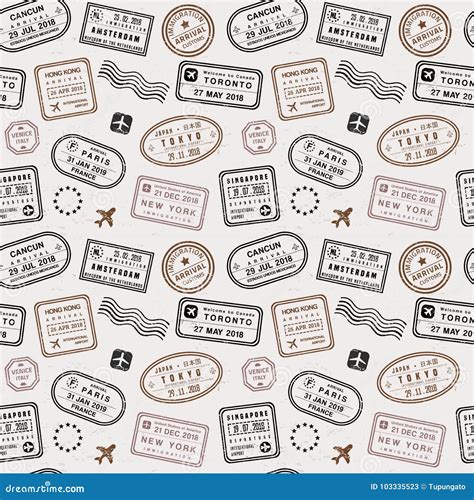 Passport Stamp Texture Stock Vector Illustration Of Collection 103335523