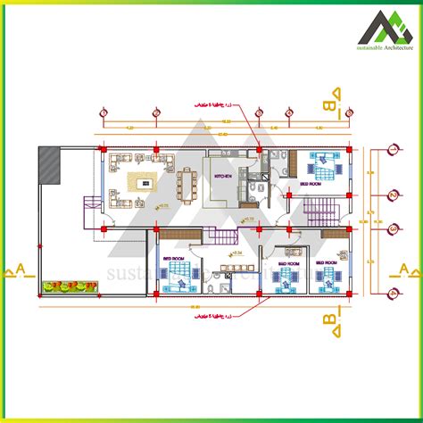 پلان مسکونی دو طبقه مرجع نقشه های ساختمانی اجرایی
