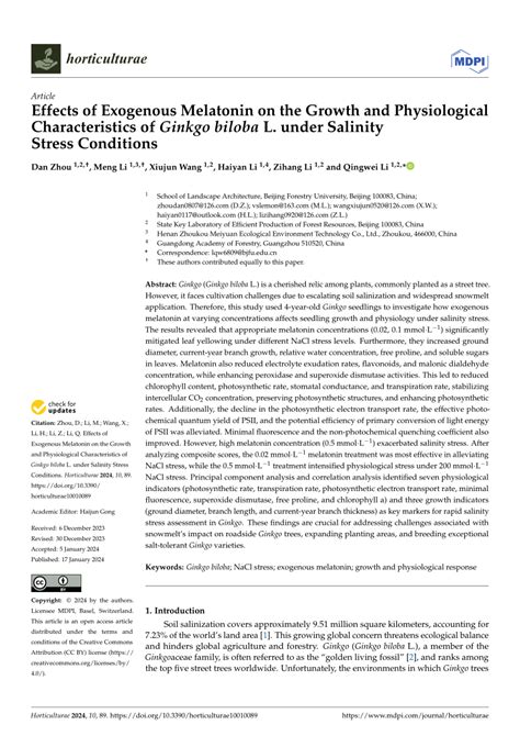 Pdf Effects Of Exogenous Melatonin On The Growth And Physiological