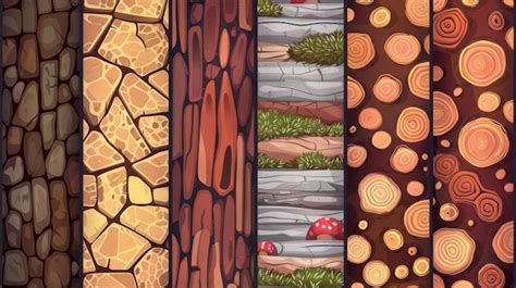 Premium Photo Modern Cartoon Set Of Seamless Patterns With Woodpile