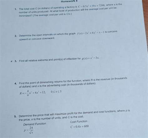 Solved 1 The Total Cost C In Dollars Of Operating A