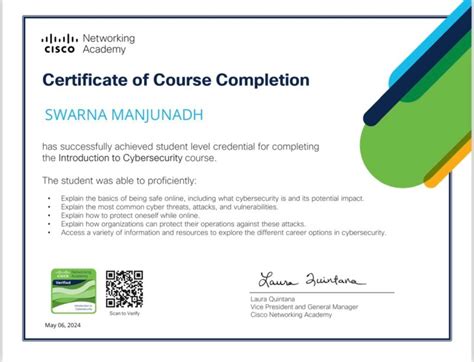 Swarna Manjunadh On Linkedin Cybersecurity Cisconetworkingacademy