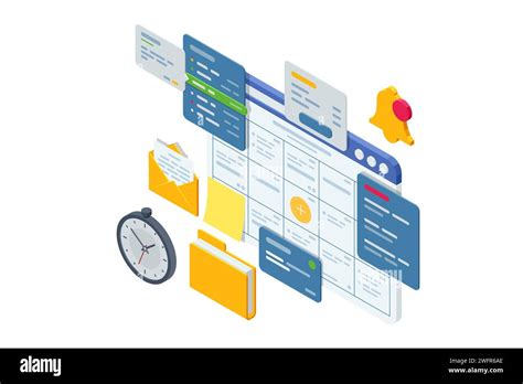 Isometric Business Project Management System Planning Showing Tasks
