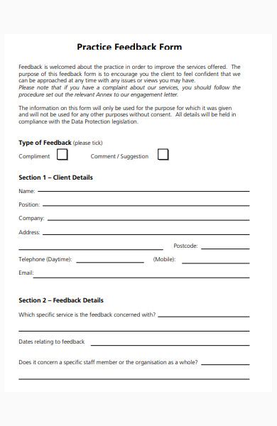 Free 51 Feedback Form Samples In Pdf Ms Word Excel