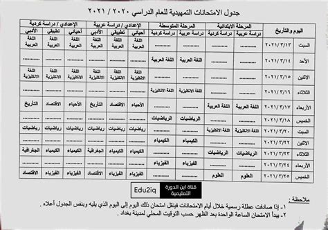 وزارة التربية تنشر جدول الامتحانات التمهيدية