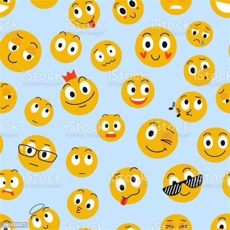 Emoji Pattern Emoticon Vector Background Flat Illustration For Social