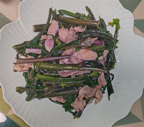 【红菜苔炒肉的做法步骤图，红菜苔炒肉怎么做好吃】notevayas下厨房