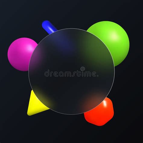 Vector Image In Glass Morphism Style Translucent Round Shape Frosted Glass And Abstract Shapes