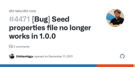 Bug Seed Properties File No Longer Works In 100 · Issue 4471 · Dbt