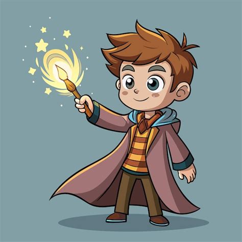 Boy In Wizard Robe Cartoon Vector Drawing Premium Ai Generated Vector