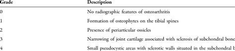 Kellgren And Lawrence Classification Scale For Knee Osteoarthritis Download Scientific Diagram