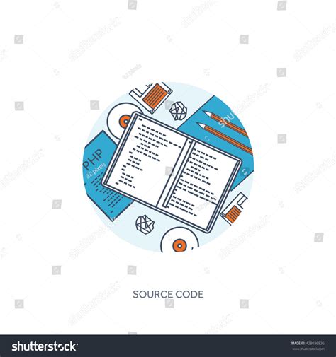 Programmingcoding Backgroundflat Outline Styleline Art Stroke Stock Vector Royalty Free