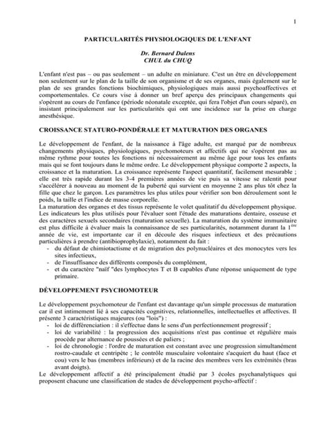 Particularités De L`enfant