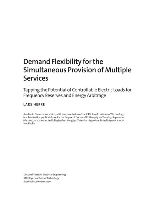 Pdf Demand Flexibility For The Simultaneous Provision Of Multiple