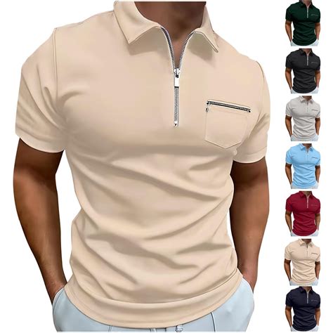 Miluxas Mens Zip Up Shirts Slim Fit Casual Short Sleeve Golf Shirts