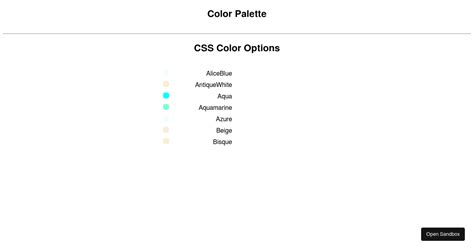 Color Palette Codesandbox