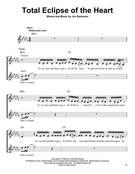 Total Eclipse Of The Heart By Bonnie Tyler Sheet Music For Pro Vocal At