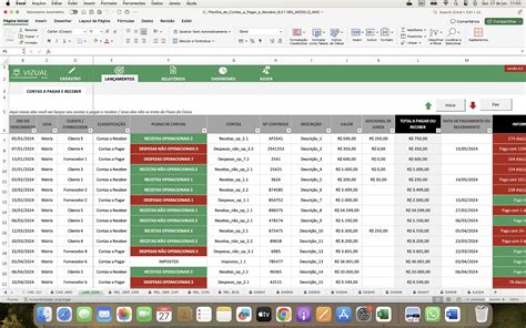 Planilha De Contas A Pagar E Receber Em Excel 60 365 Mac Vizual
