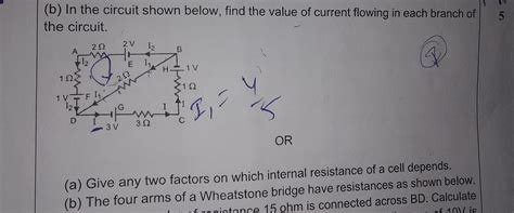 B In The Circuit Shown Below Find The Value Of Current Flowing In Each