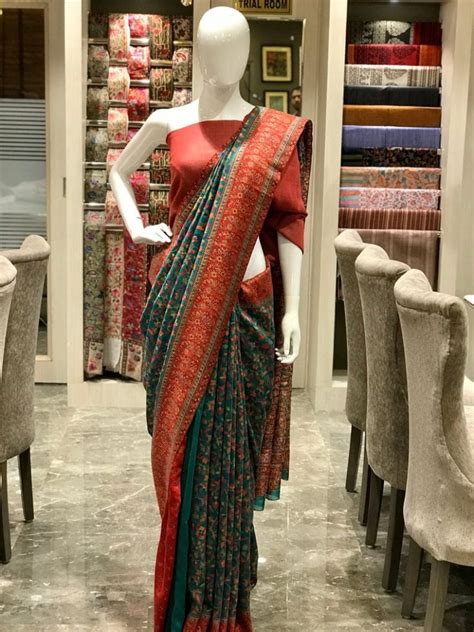 Chinar Jaal Embroidered Kashmiri Saree Embroidered Kashmiri Sarees