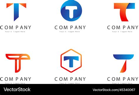 Letter T Logo Design Template Collection Vector Image