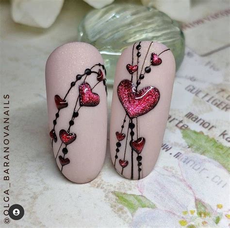 Acrylic Toe Nails Dots Nails Valentine Nail Art Valentines Heart