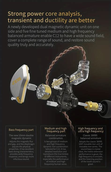 Cca C12 이어 모니터 헤드폰 5ba 1dd 하이브리드 Hifi Iem 이어폰 노이즈 차단 스테레오 유선 Temu